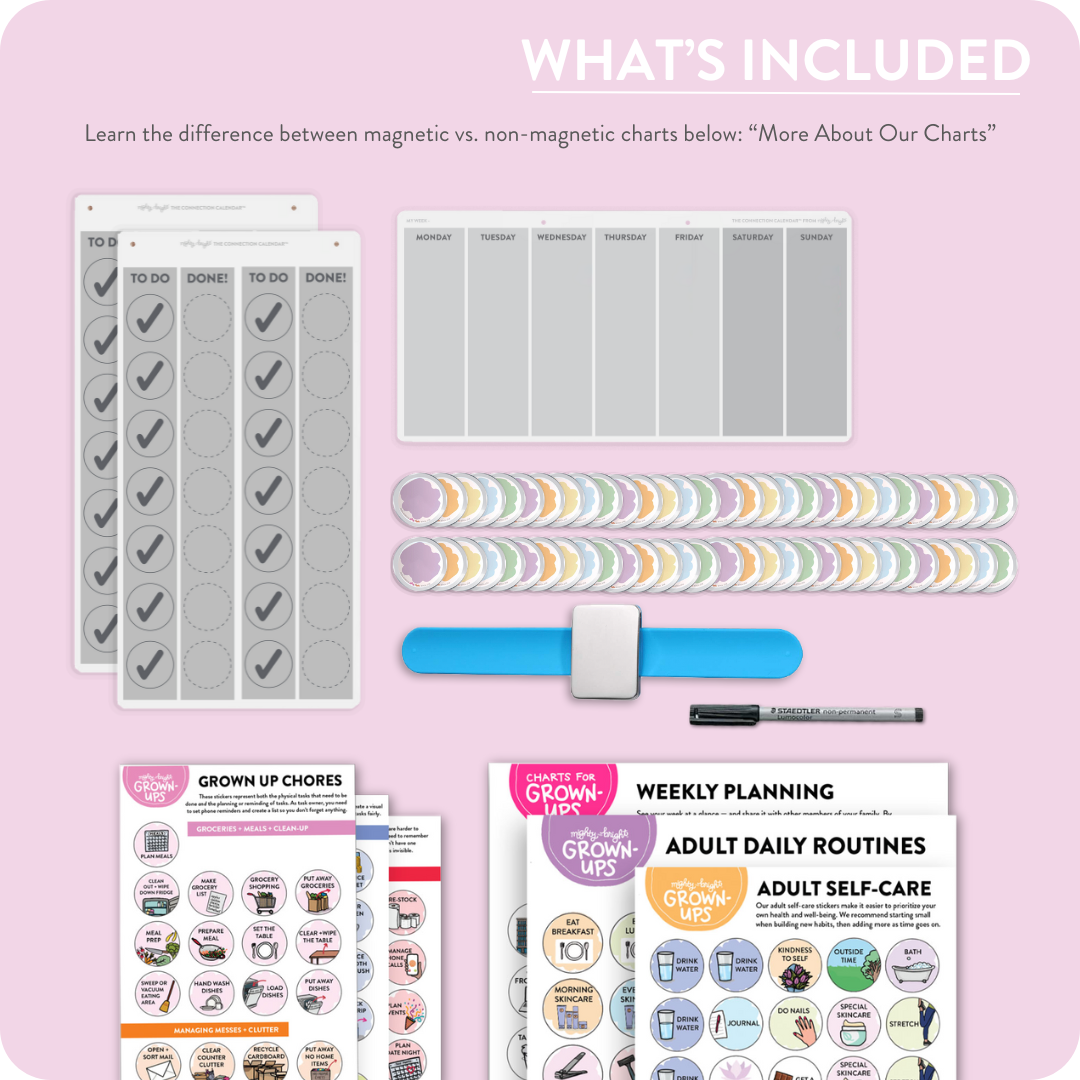 Magnetic Weekly Calendar for Adults – Mighty + Bright