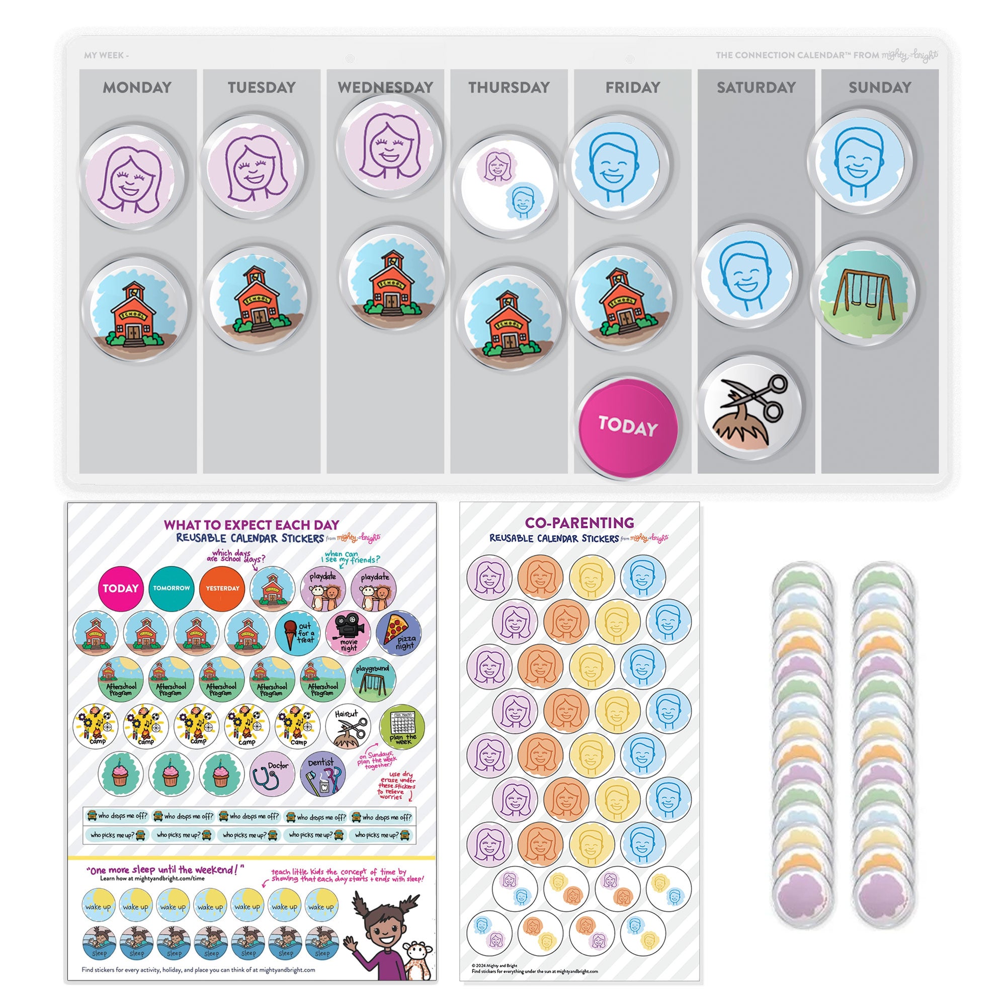 Co-Parenting Calendar Bundle for Kids of Divorce – Mighty + Bright
