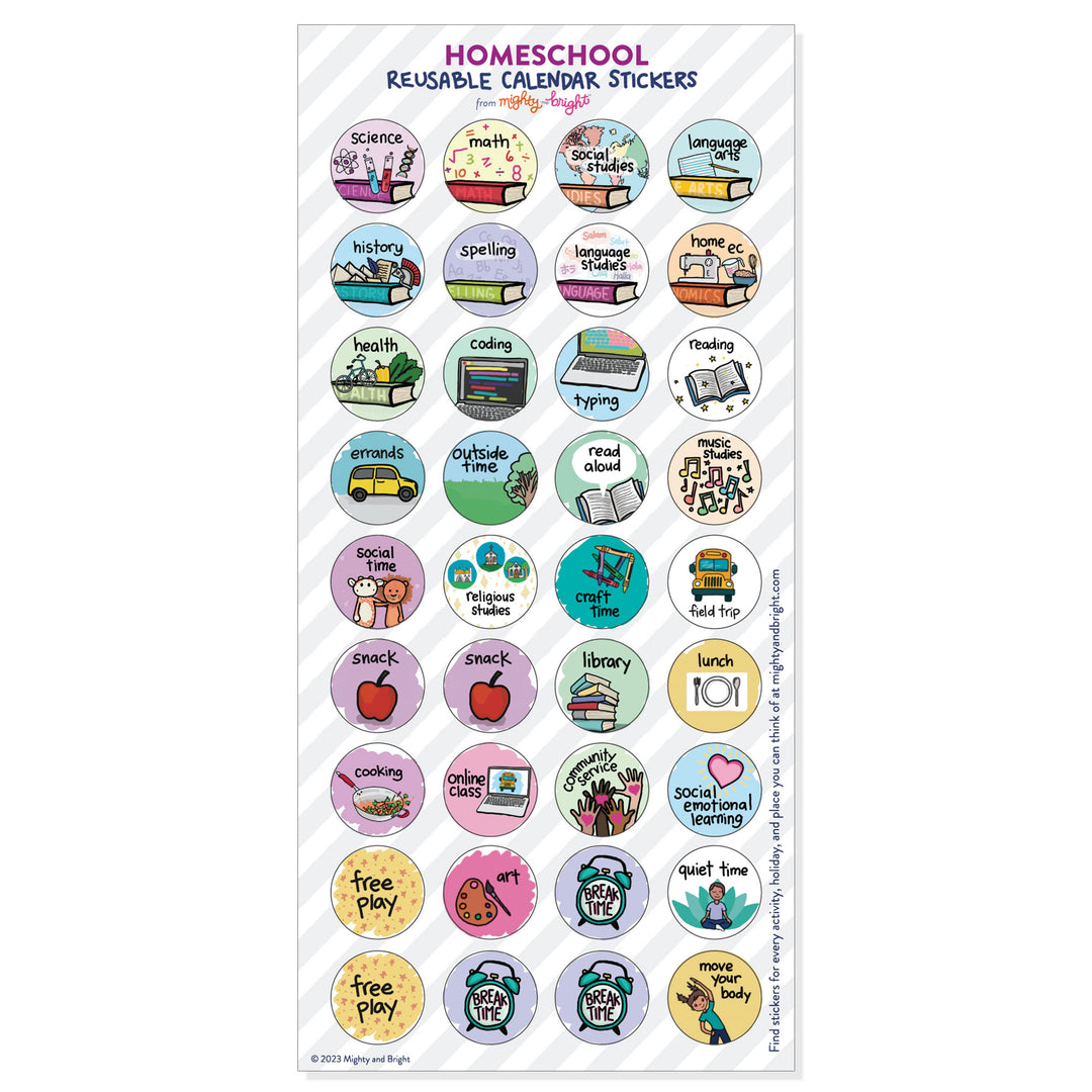Homeschool | Reusable Stickers – Mighty + Bright