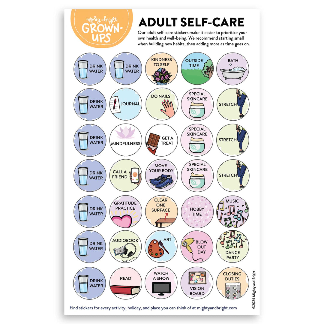 Self-Care Routines for Adults - Stickers Only – Mighty + Bright