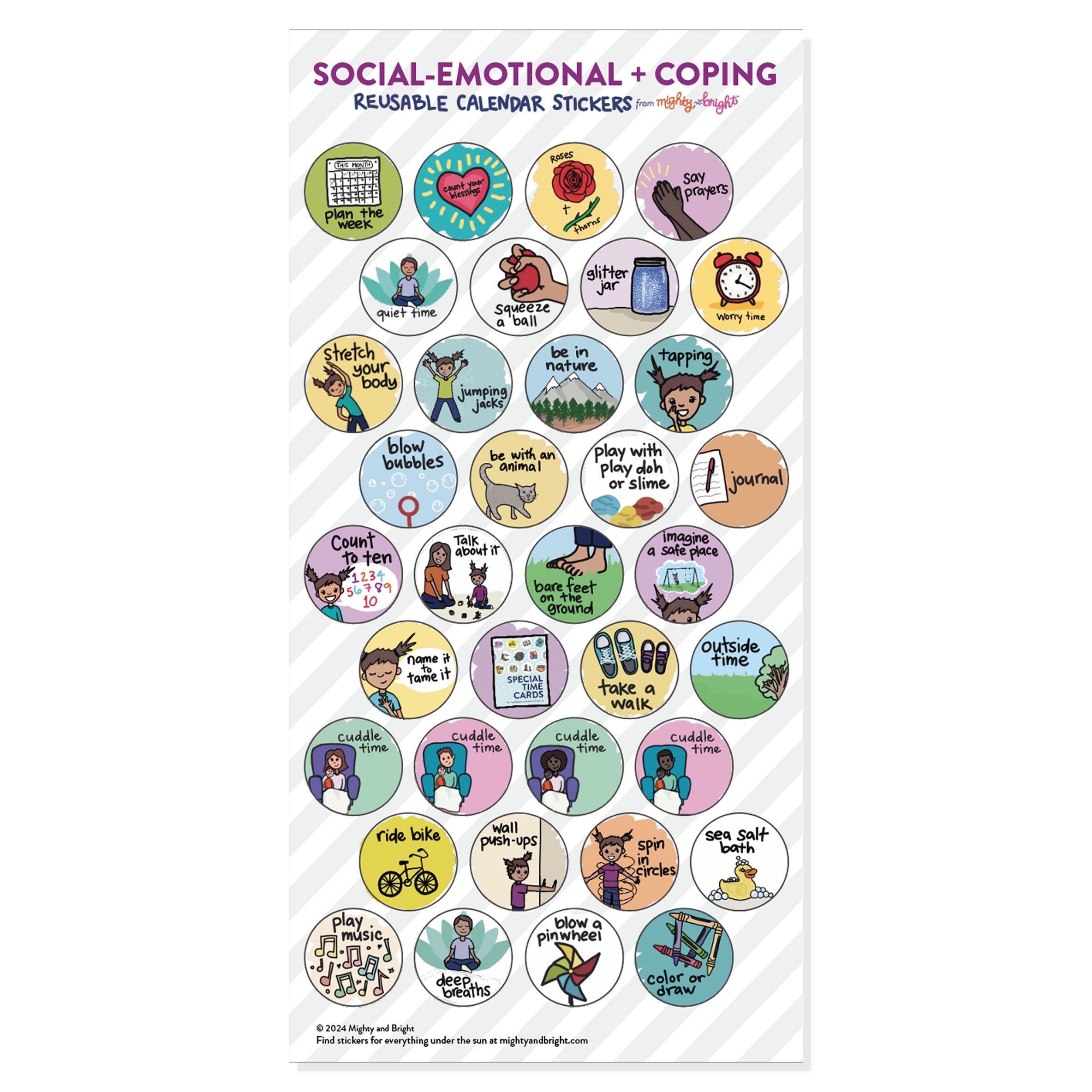 Social-Emotional + Coping | Reusable Stickers – Mighty + Bright